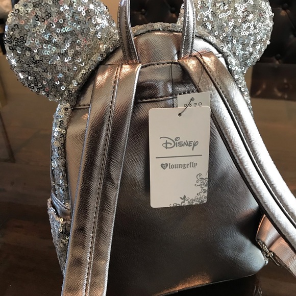 Loungefly | Bags | Loungefly Disney Silver Sequin Mini Backpack | Poshmark